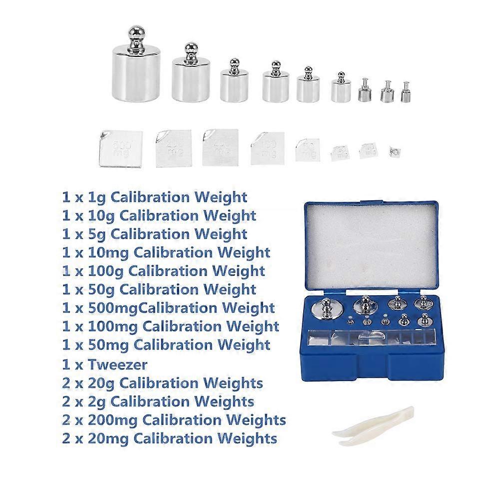 17 Pcs Calibration Weights Set, 10Mg-100G Grams Weights Calibration, Precision Steel Calibration ...