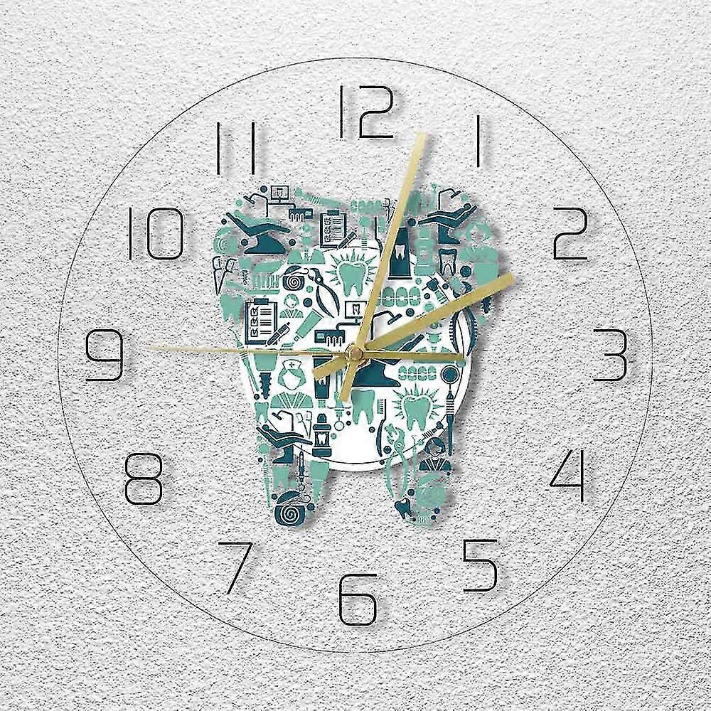 Colorful Dental Clinic Tooth Wall Clock Dental Care Acrylic Hanging ...