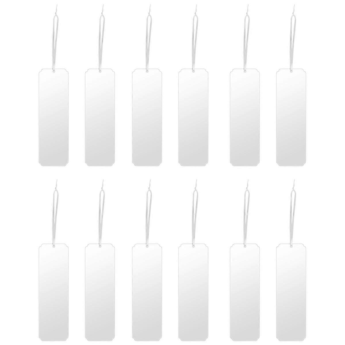 12 Pieces Clear Blank Acrylic Wedding Chair Tags DIY Hanging Ribbons ...