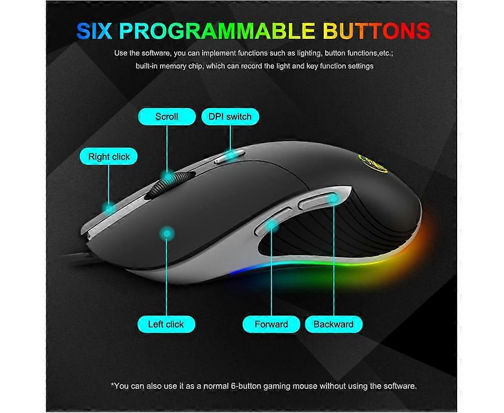 iMICE X6 Ergonomic 6 Buttons RGB Breathing Light Wired Gaming Mouse for ...