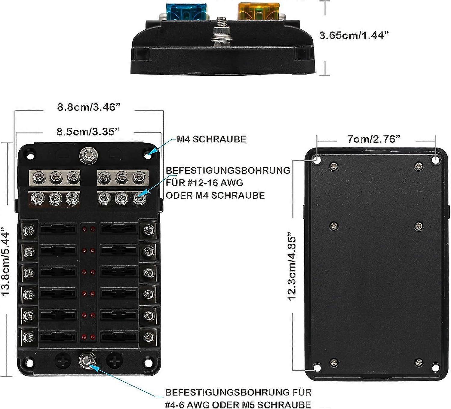 Endark Car Fuse Holder For Blade Fuses, Car Fuse Box With 12 ...