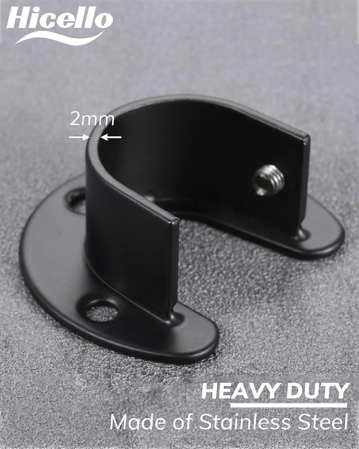 4PCS 25mm BLACK Wardrobe Hanging Rail Fittings, Curtain Rail Brackets ...