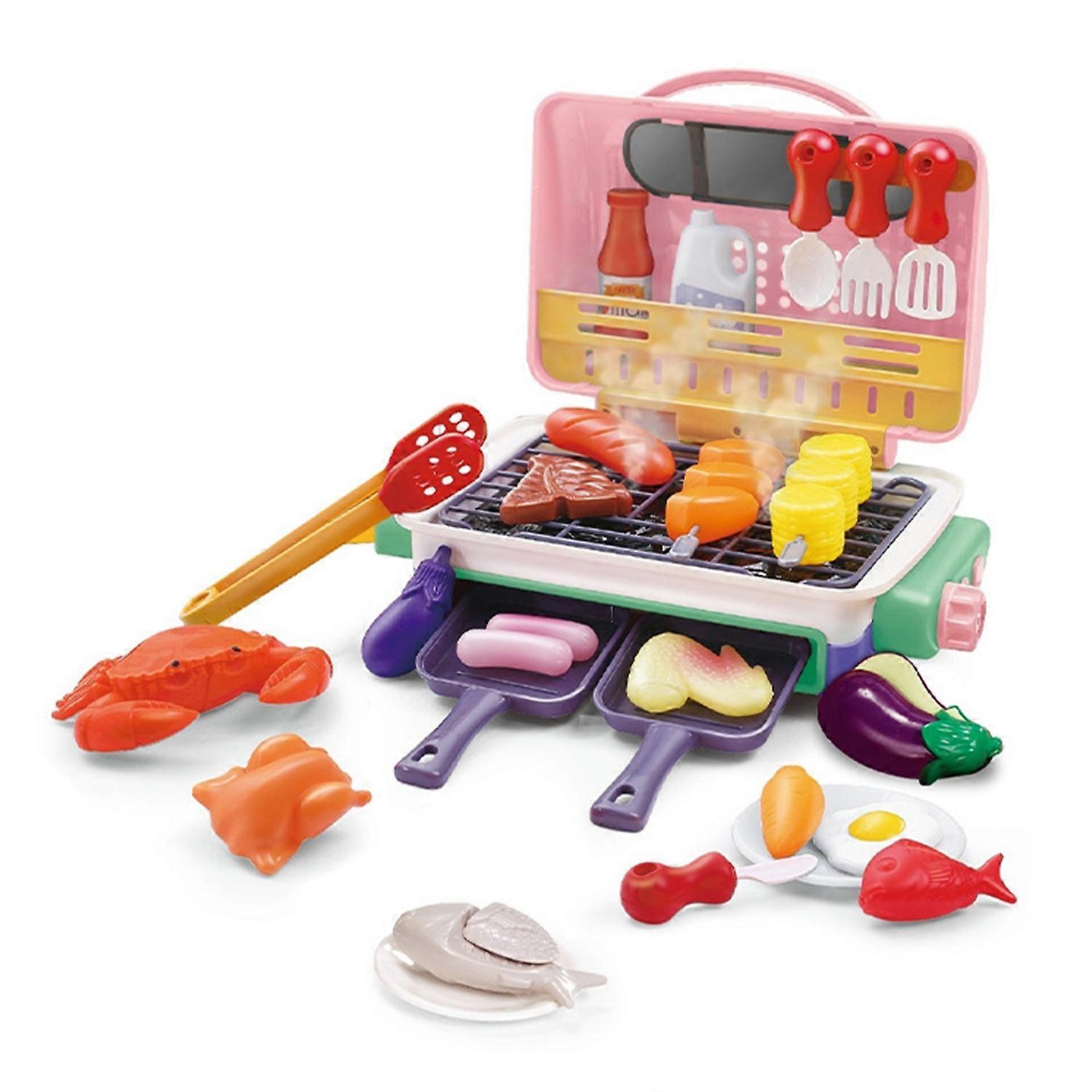 1 Set Kids Electric Simulation 2-Layer BBQ Grill Pretend Play Toy ...