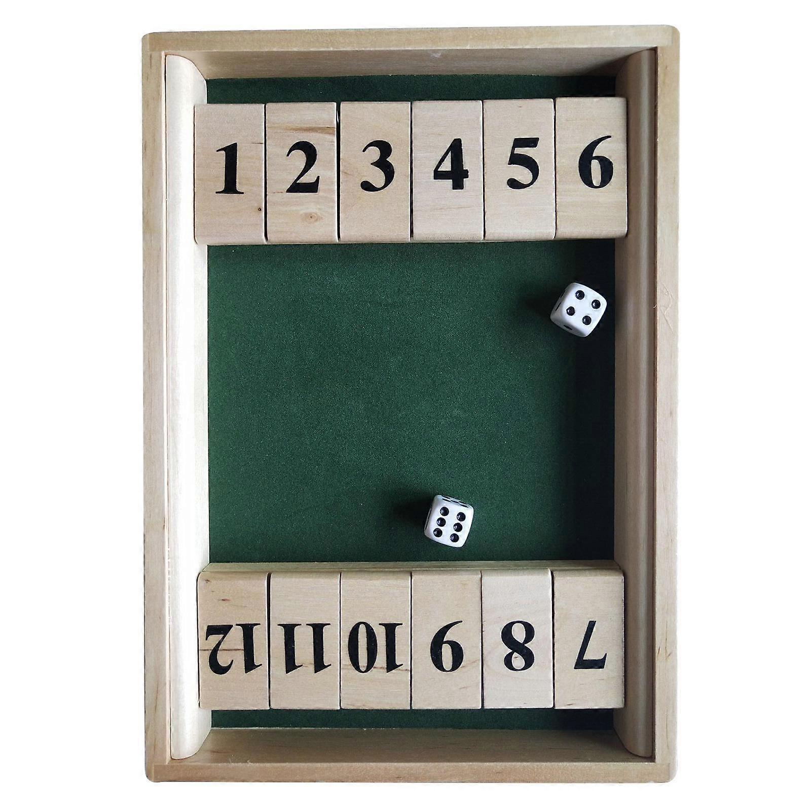 1-2 Players Shut The Box Dice Game,Classic Wooden Board Game with 2 ...