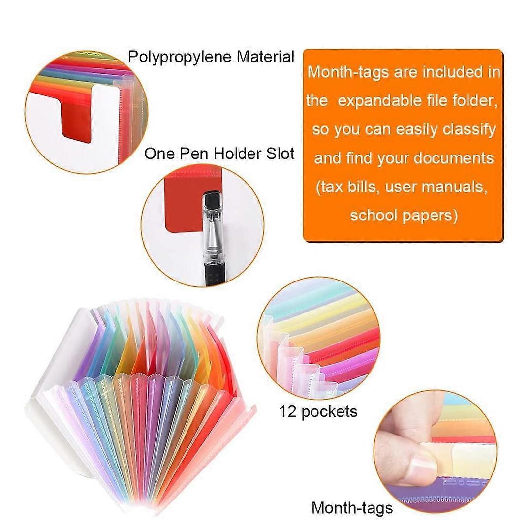 File Folders Portable Expanding 12-Pocket File Folder A4 Accordion File ...