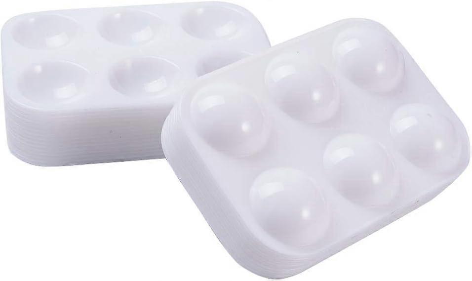 30 PCS White Plastic Paint Palettes 6 Well Rectangular Watercolor ...
