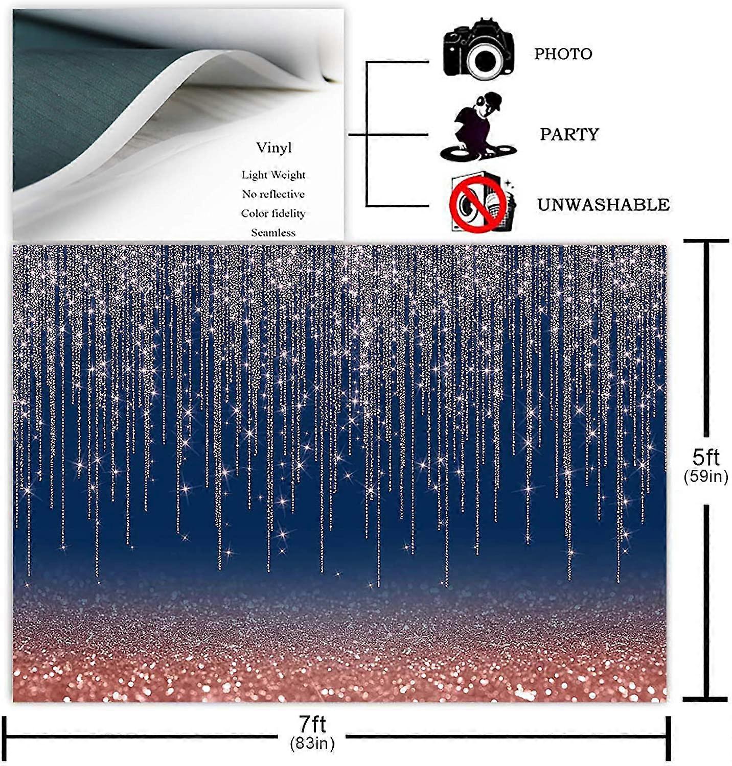 Rose Gold and Navy Glitter Sparkle Backdrop for Adult Kids Bday Party ...