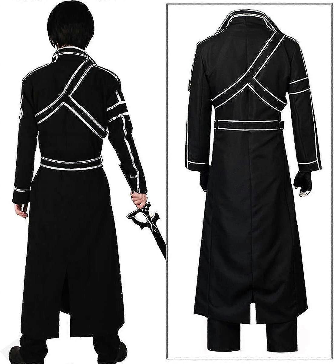 Men's Anime Sao Kirito Cosplay Costume Black Jacket Long Cloak?suit ...