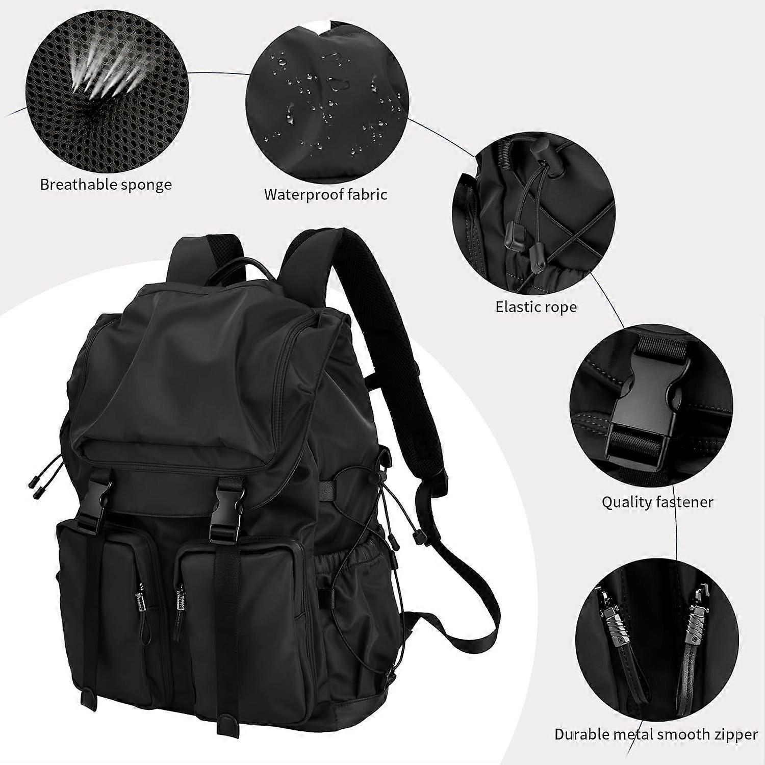 Vintage Functional Stylish Black Laptop Backpack for College Commuter ...