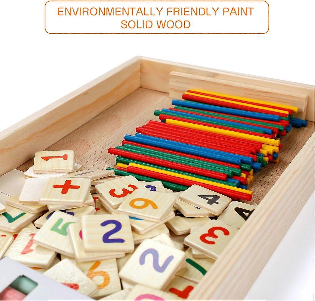 Math toy made of wood, learning box, number learning game with drawing ...