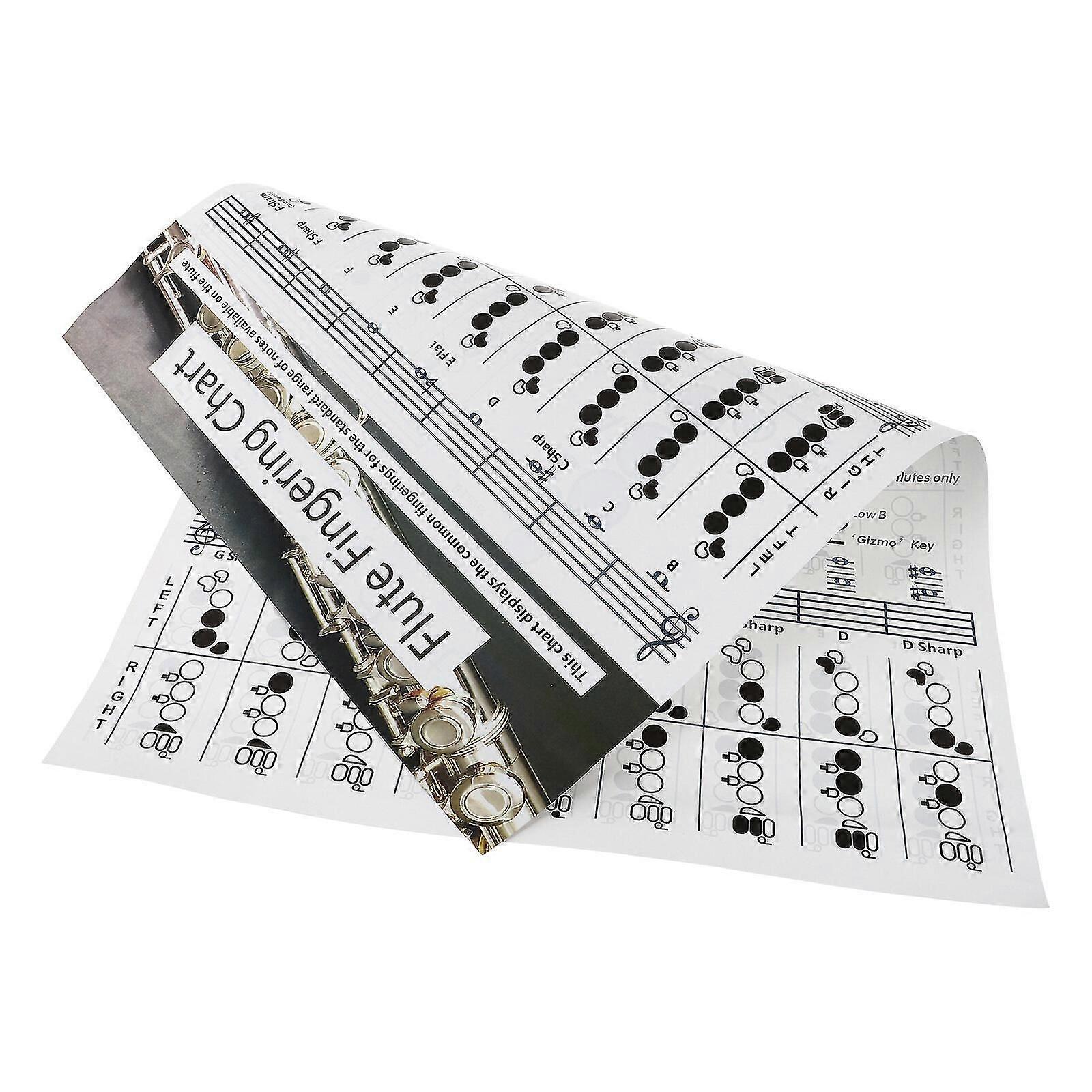 Pocket Guitar Piano Chord Chart Flute Recorder Finger Chart Flute Trill ...