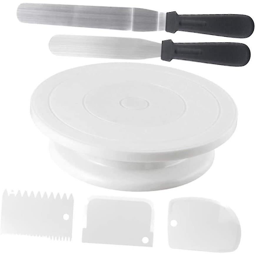 Cake Stands Hemoton Rotating Cake Stand Icing Spatula And Smoother ...
