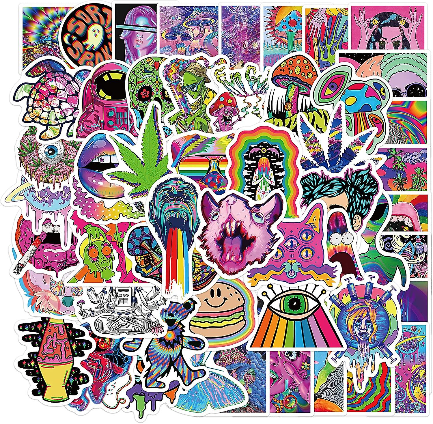 Stickers 52pcs Packs - Trippy Stoner Sticker - Cool Hippie Skater ...