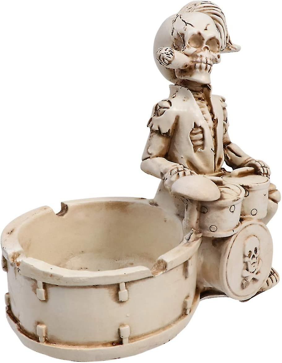 Cigarette Ashtray Resin Skeleton Skull Drummer Spooky Ashtray ...