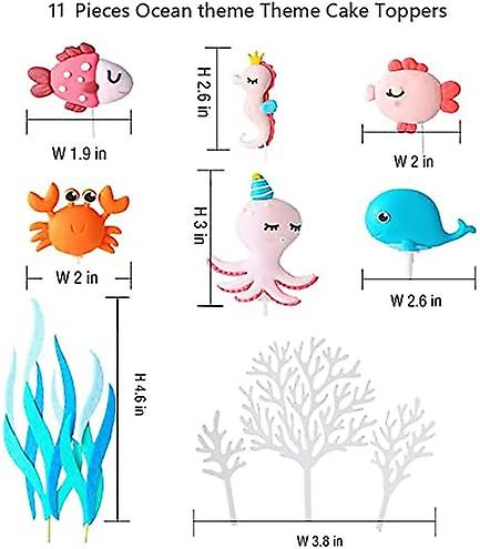 11pcs Cute Sea Animals Cake Topper Octopus Blue Whale Seahorse Fish ...