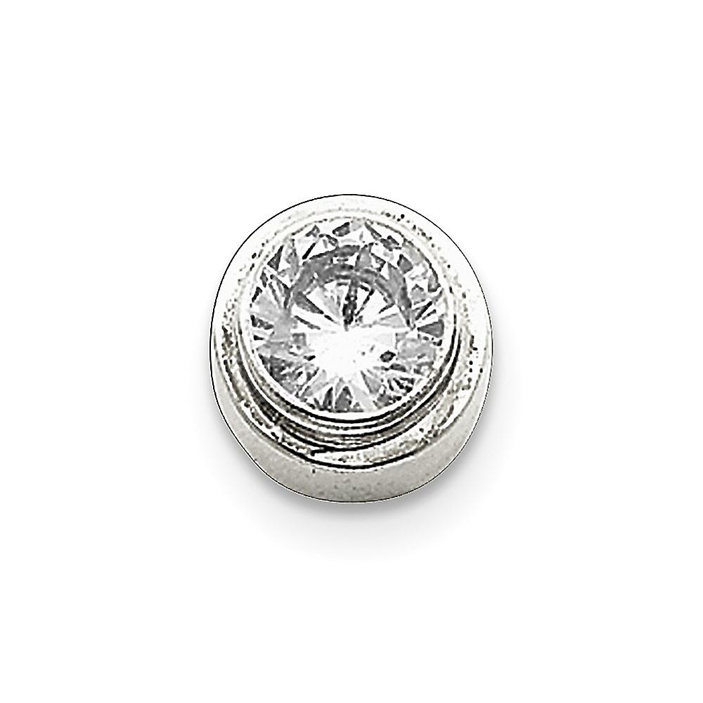 925 Sterling Silver Bezel Polished 6mm CZ Cubic Zirconia Simulated ...