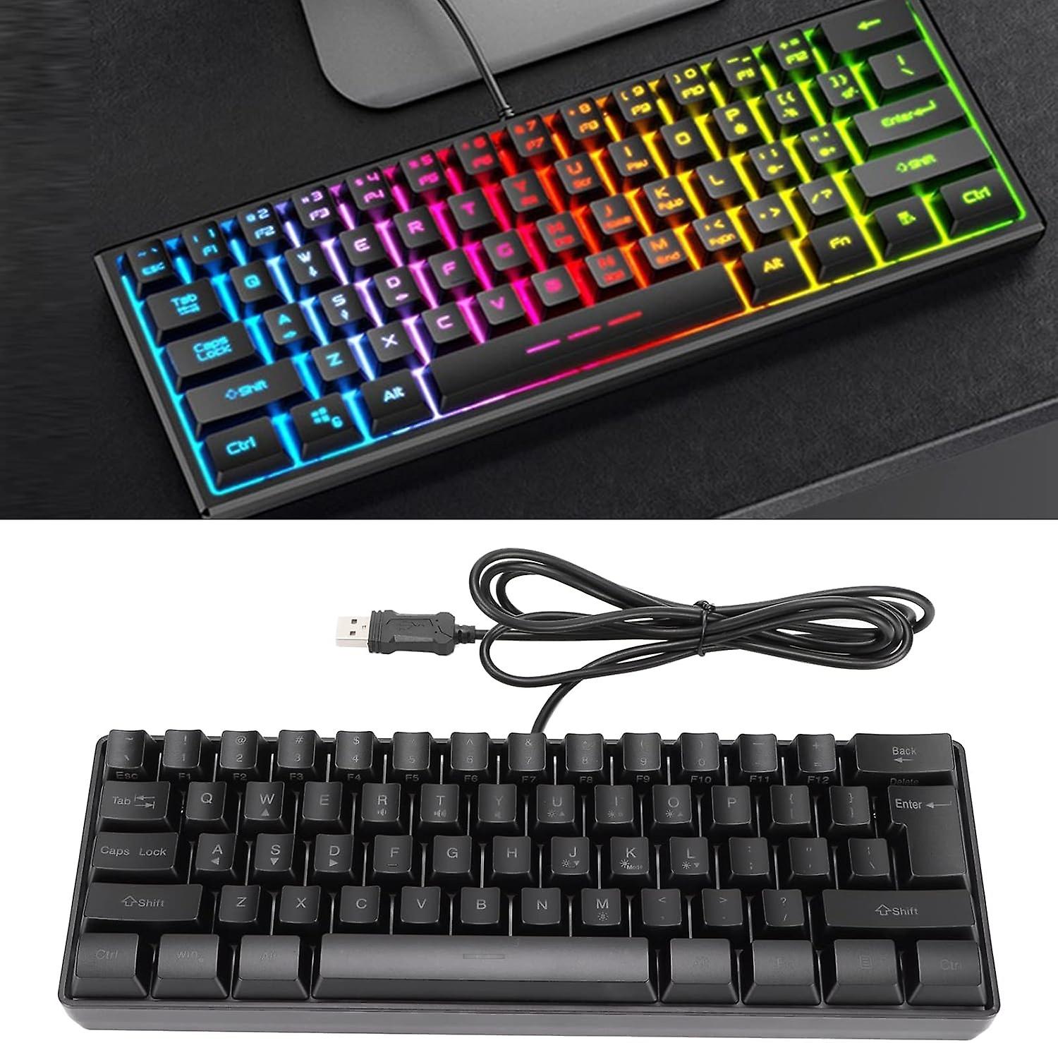 Wired Mechanical Gaming Keyboard,RGB Backlit Wired Keyboard Portable 61 ...