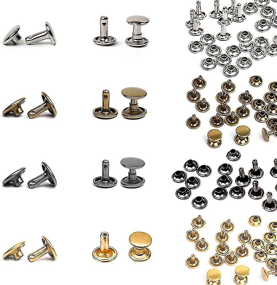 480 Sets Leather Rivets, 3 Sizes 4 Colors Double Cap Rivet Tubular ...