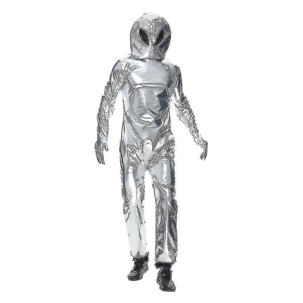 Sliver Outer Space Alien Men's Costume Ufo Explorer Uniform Fancy Dress ...