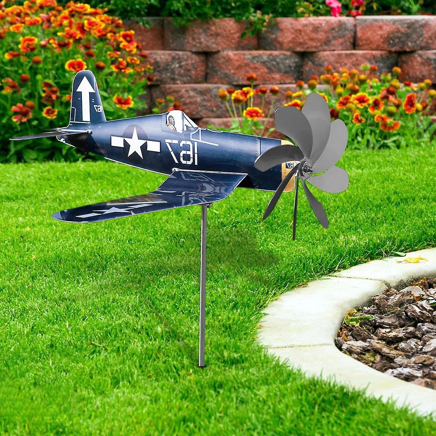 Airplane Wind Spinner Metal, Windmill Aircraft Garden Decoration ...