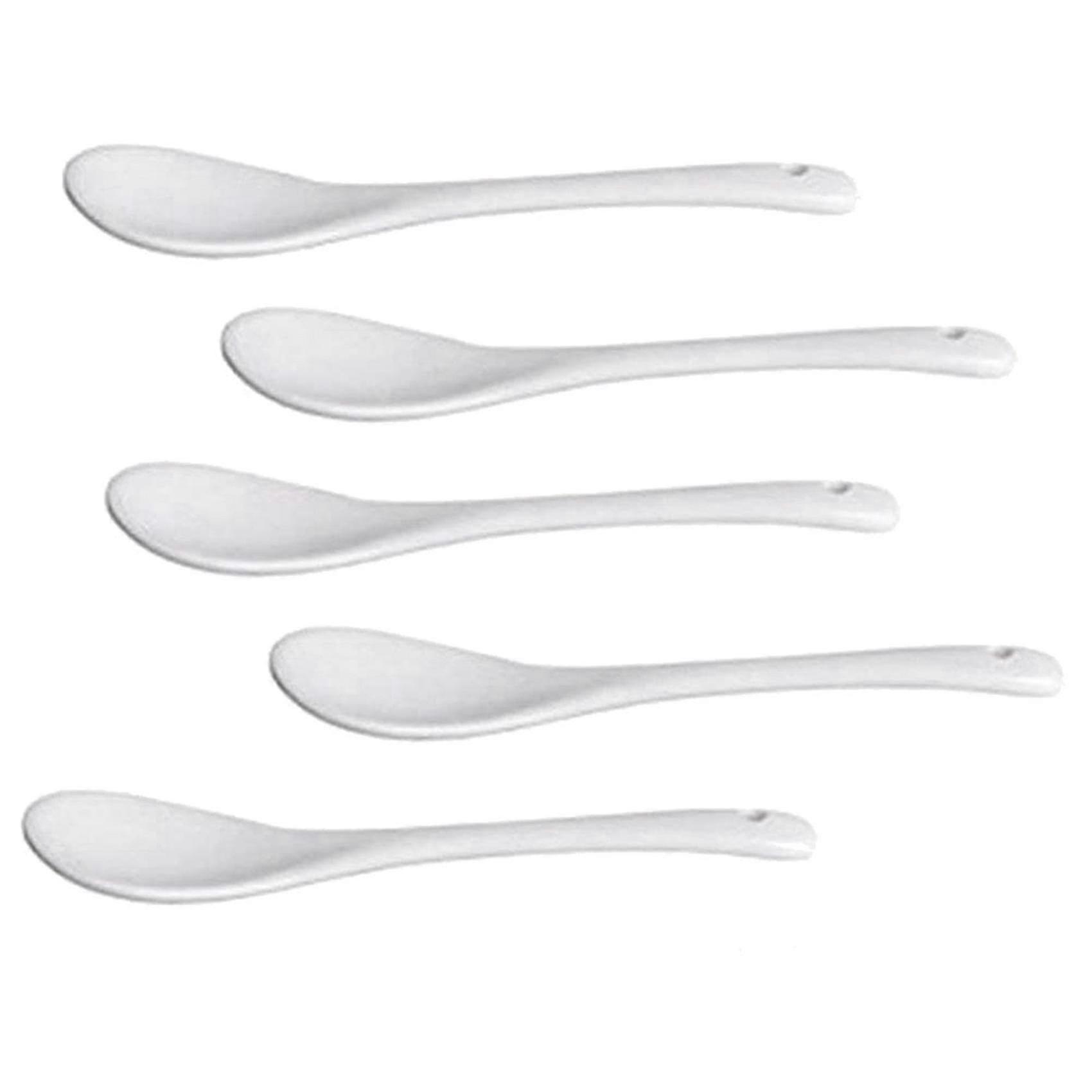10 Pack White Porcelain Egg Spoons Ceramic Spoons Coffee Dessert Spoons ...