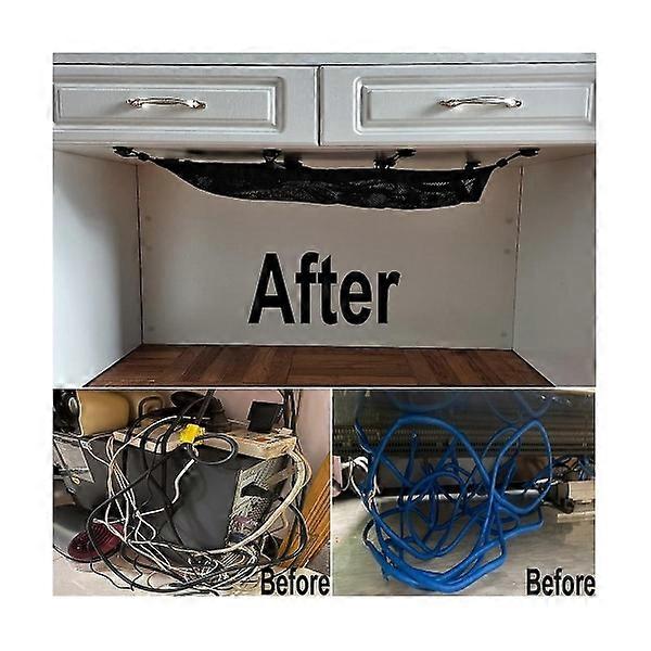 Under Desk Cable Management Net, Extra Cable Net, Flexible Mesh for ...