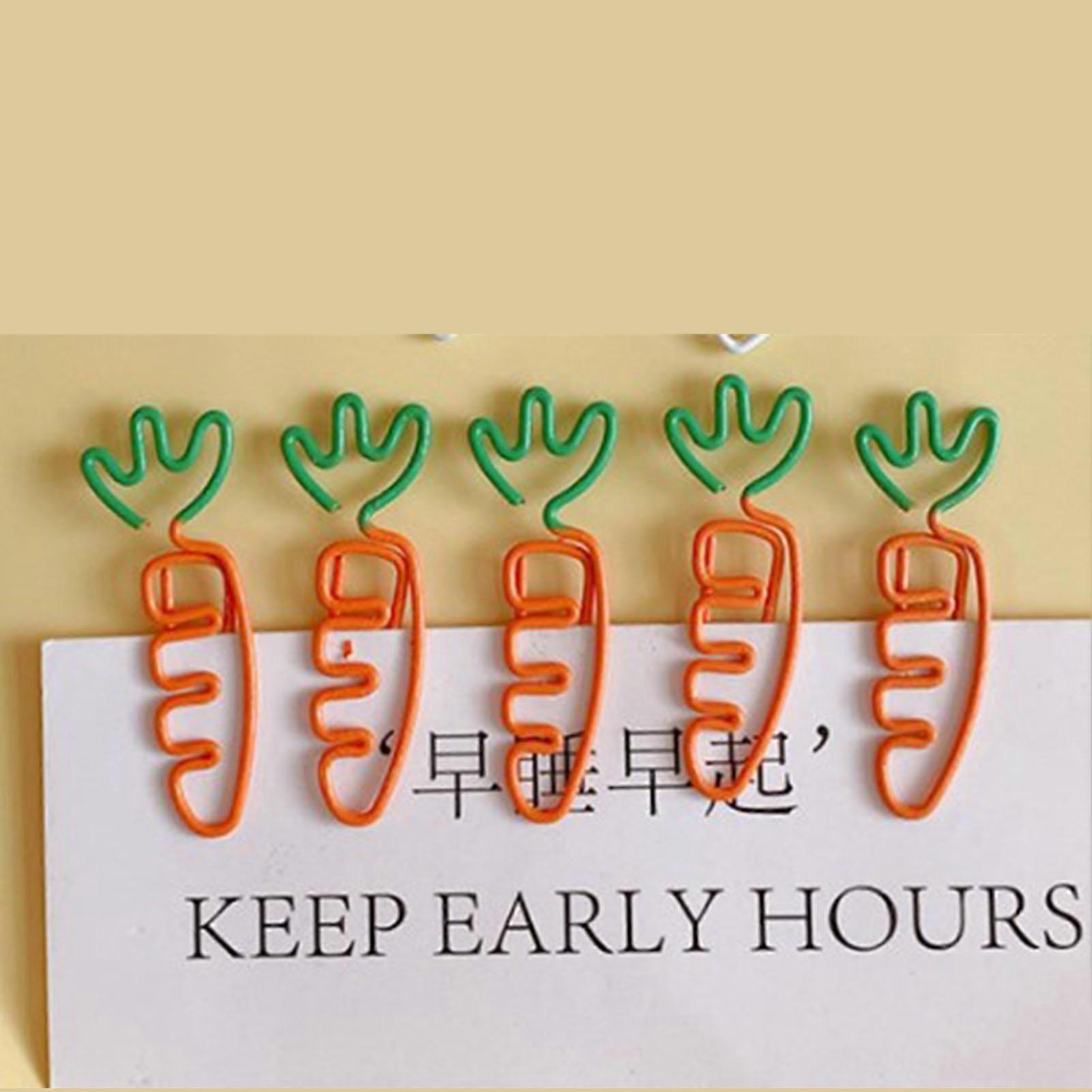 Carrot Shaped Paper Clips Funny Cartoon Cute Metal Paper Clips for Home ...