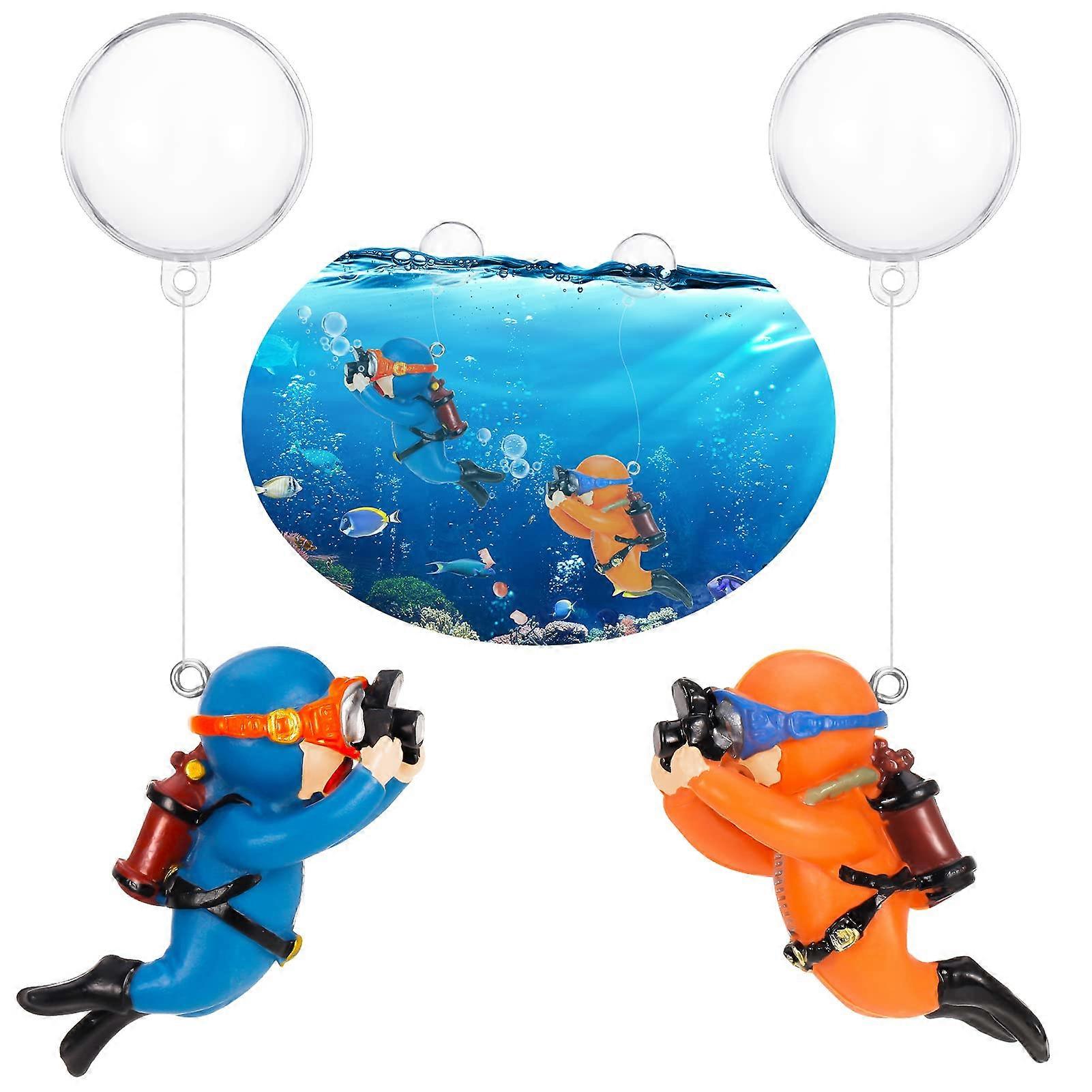 2 Pack Diver Aquarium Decorations, Fish Tank Decorations with Floating ...
