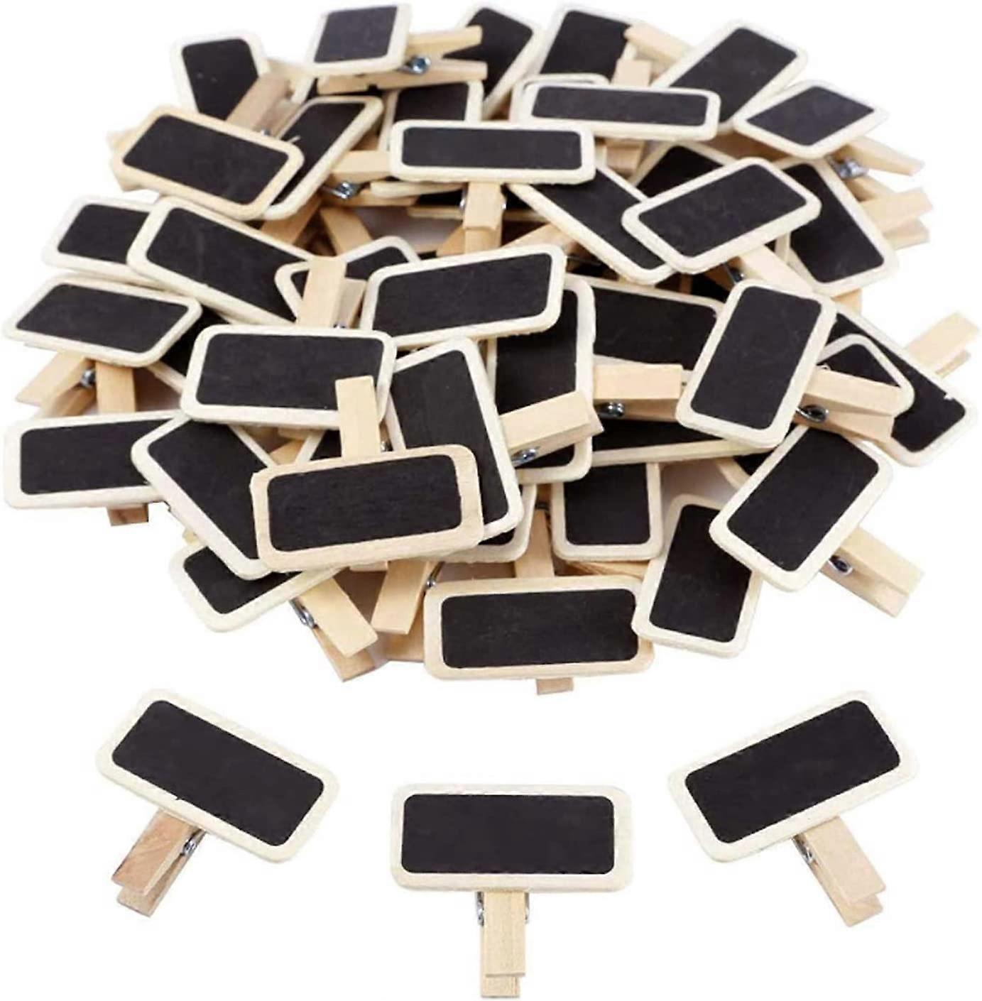 50 Pieces Mini Chalkboard with Rectangle Clip, Wooden Mini Note ...