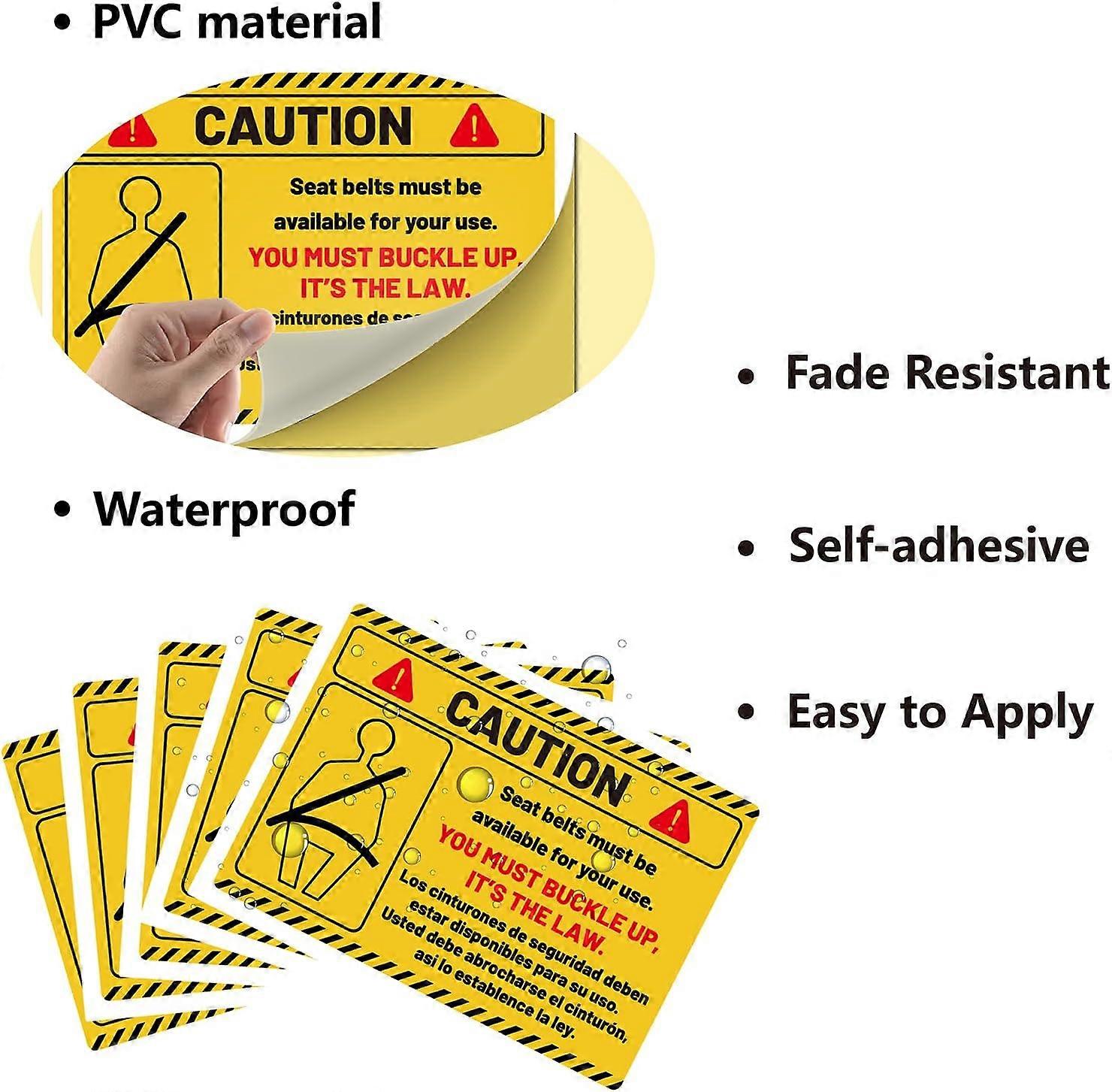 5Pcs Warning Sign Stickers You Must Buckle UP It's The Law Caution ...