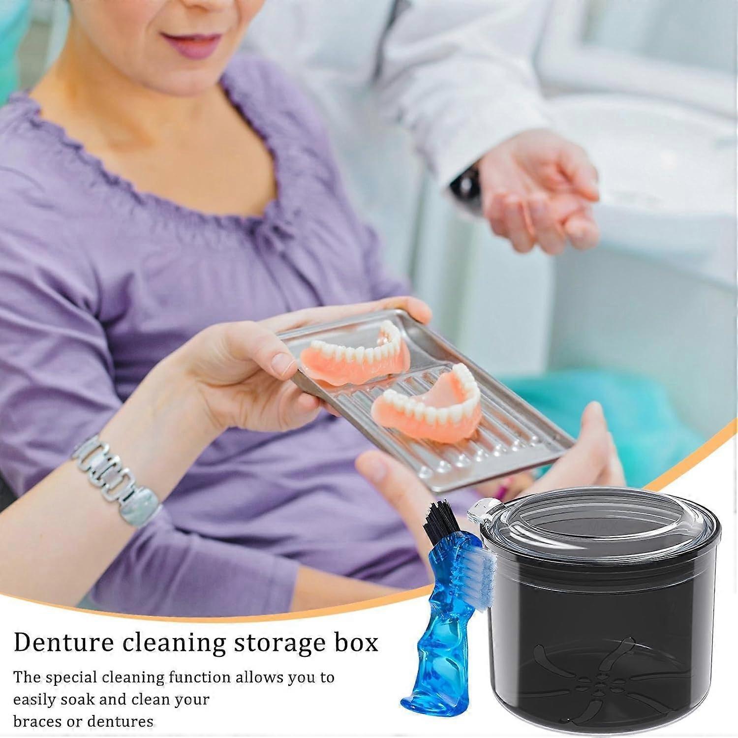 Denture Cleaning Container Travel-Friendly Denture Soaking Case With ...