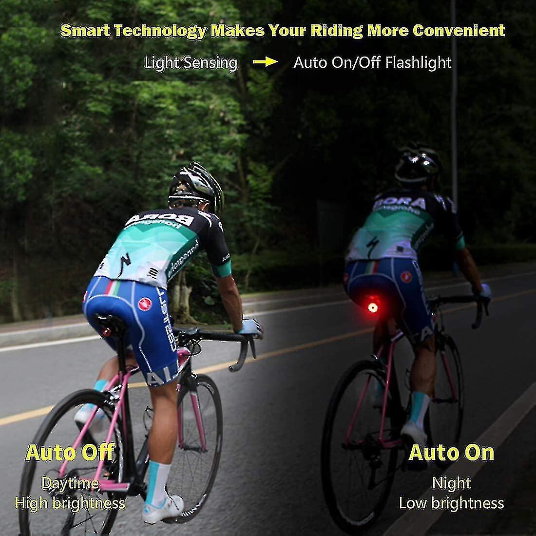 Smart Bike Tail Light Ultra Bright Back Brake Light Usb Rechargeable ...