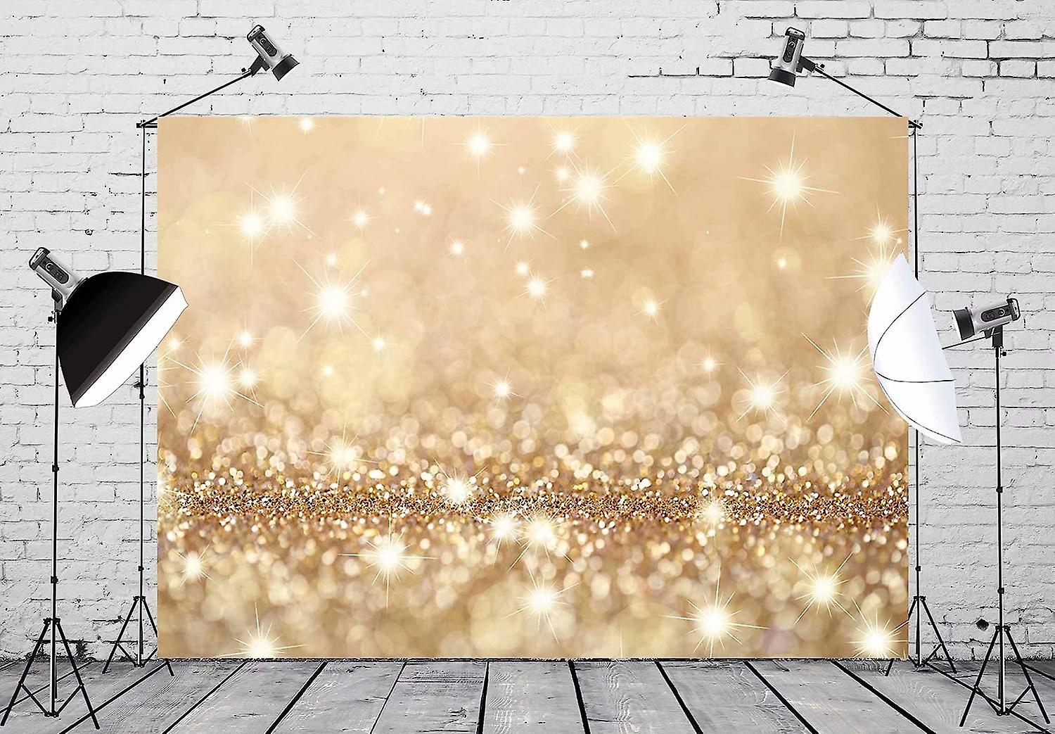 Beleco 5x3ft Fabric Bokeh Backdrop Golden Glitter Backdrop Holiday ...