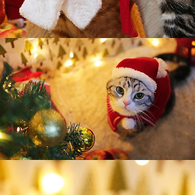 Dog Cat Pet Santa Hat with Scarf, Christmas Costume Set Pet Cat Puppy ...
