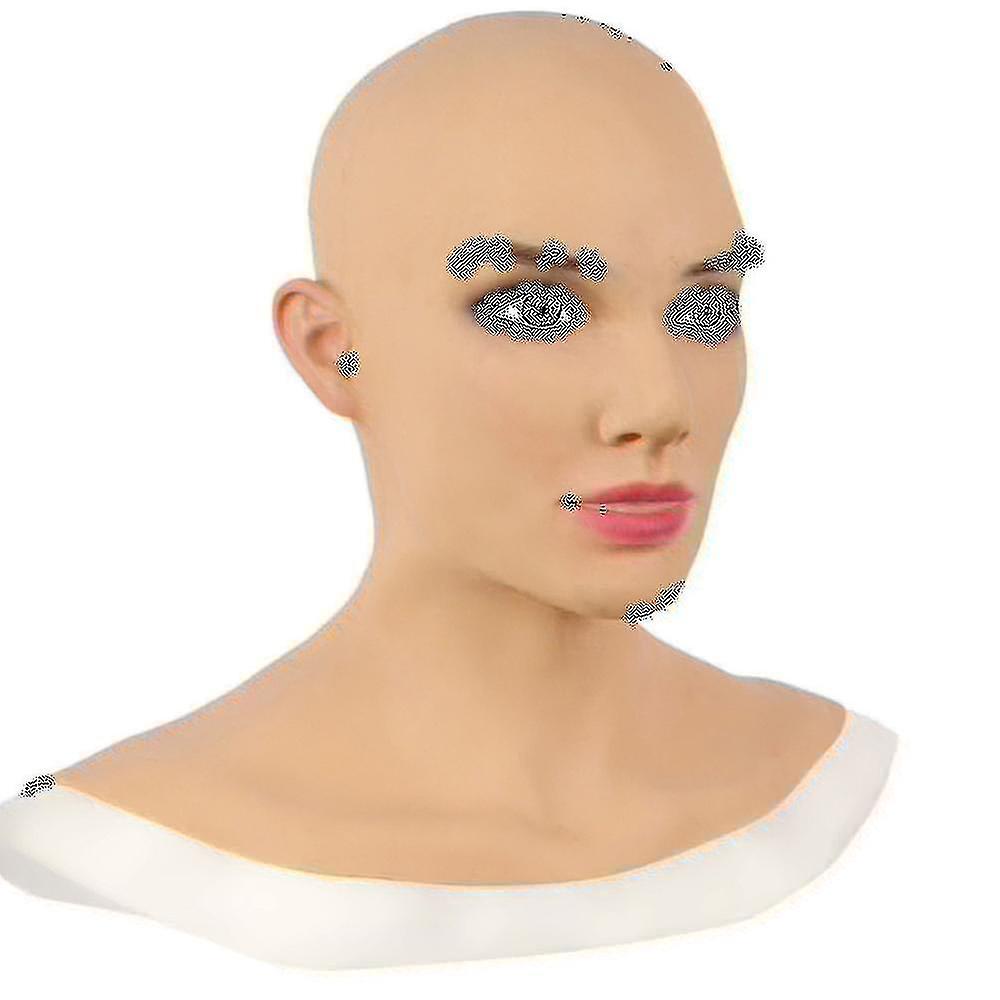 Realistic Female Latex Head Cover, Full Head Realistic Silicone Female ...