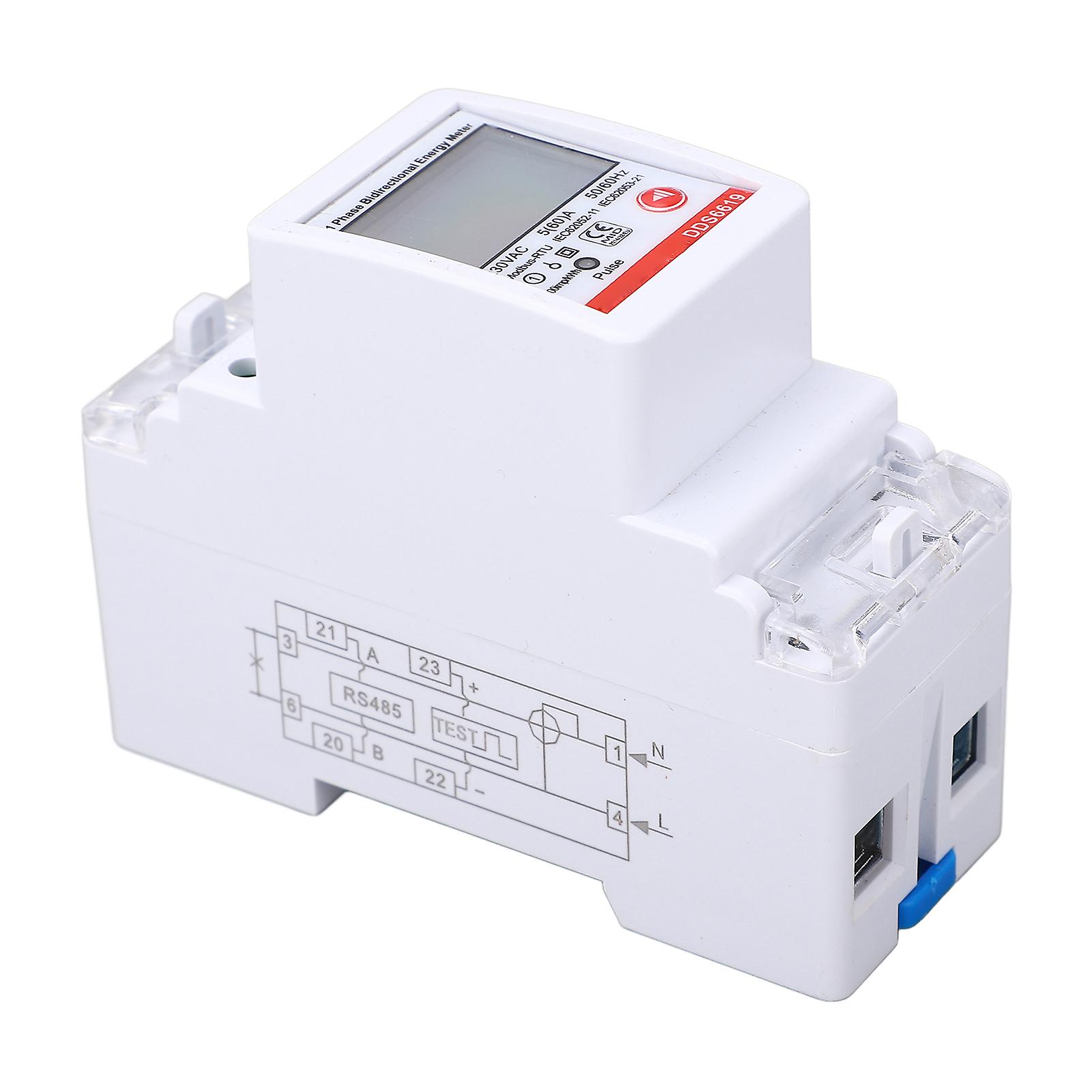 Single Phase Energy Meter Bidirectional Metering 2P DIN Rail Mount KWh ...