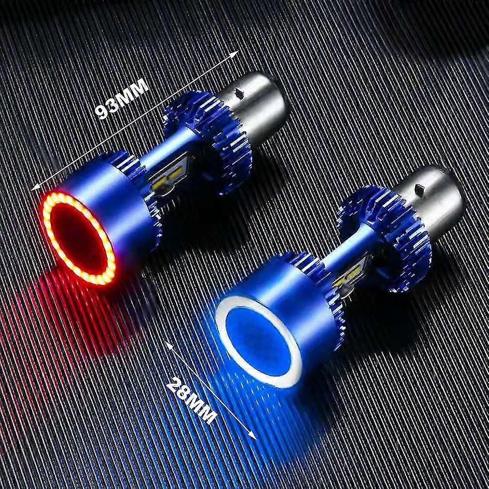 Exquisite 1x New Ba20d Motorcycle Headlight Emc High Low Beam Blue/red ...