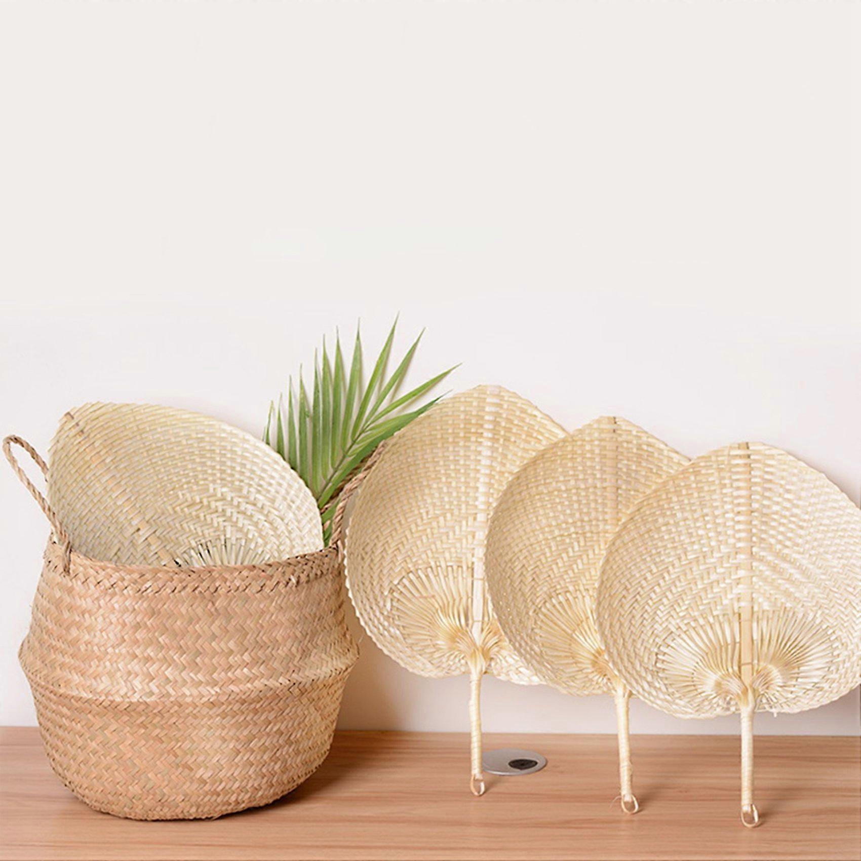 Natural Handmade Straw Fan Hand-Woven Palm Leaf Hand Woven Cooling ...