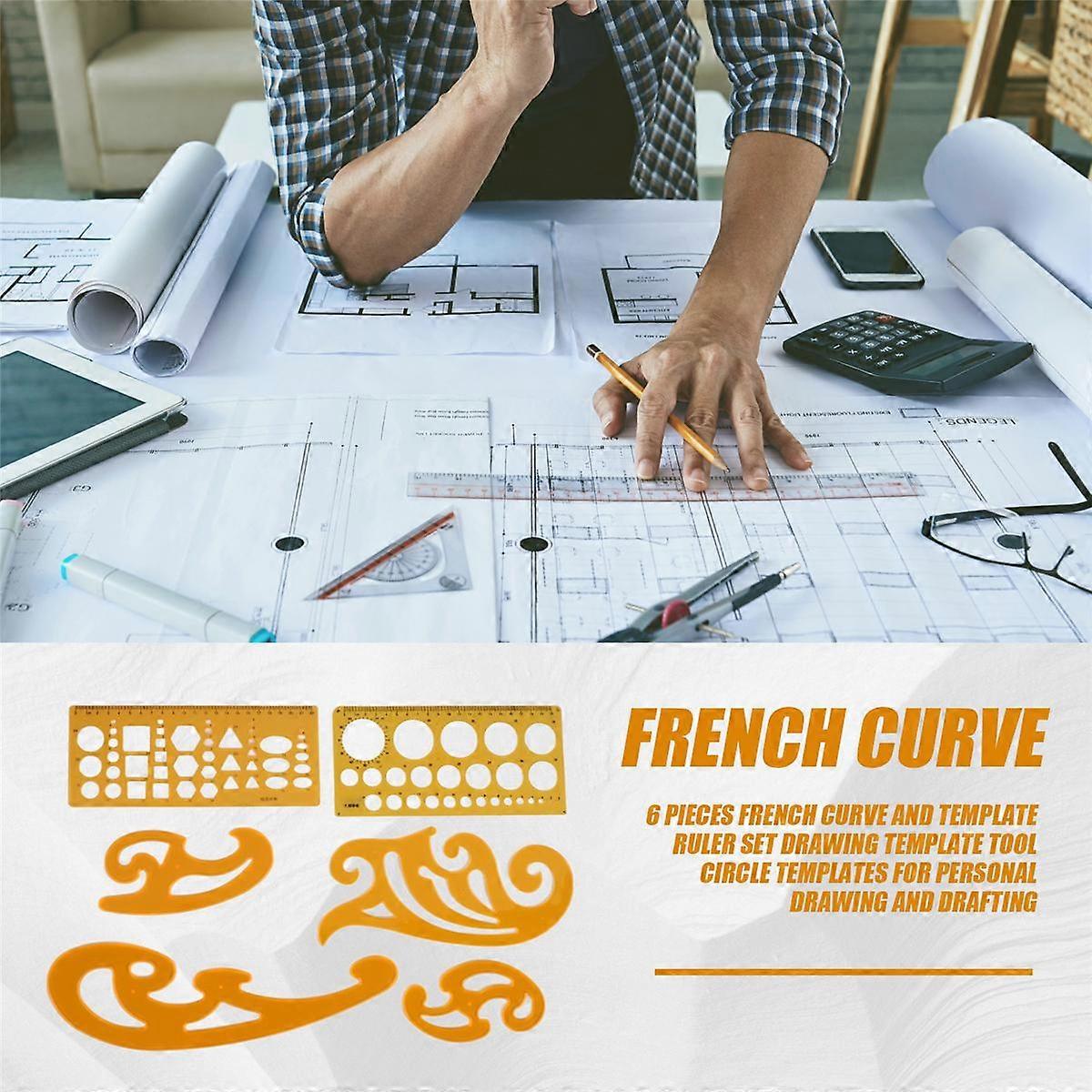 6 Pieces French Curve and Template Ruler Set Drawing Template Tool ...