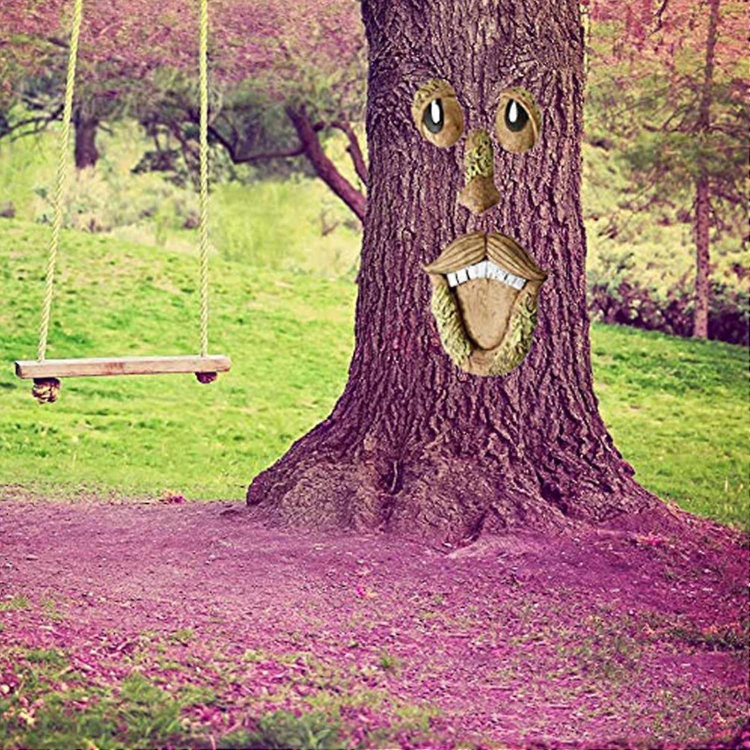 4pcs Tree Trunk Decoration,3D Old Man Tree Face Shape,Funny Resin ...