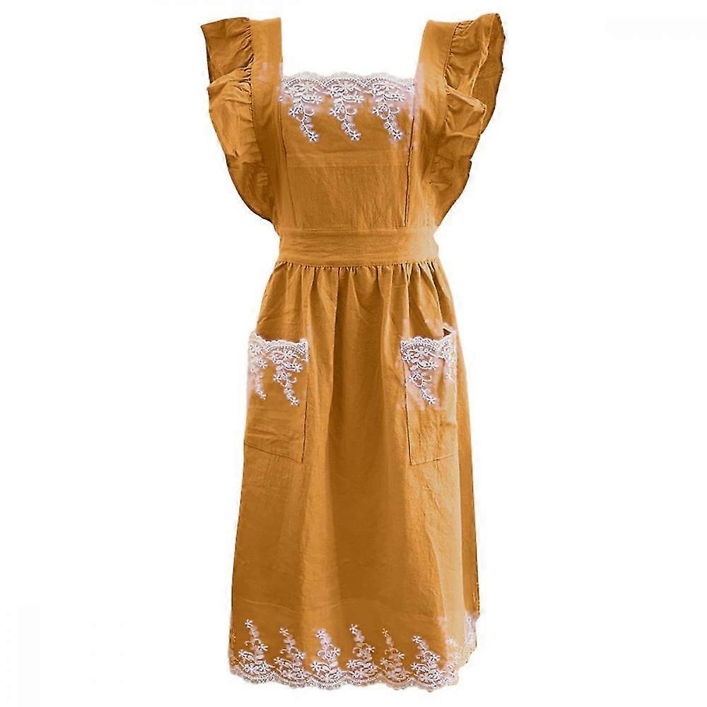 Vintage Cute Maid Ruffle Apron For Women Girls Apron Pinafore With Two ...