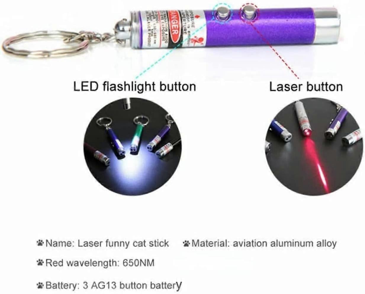 Mini Cat Toys Laser Pointer Pen Keychain Flashlight Funny Dog Stick Pet ...