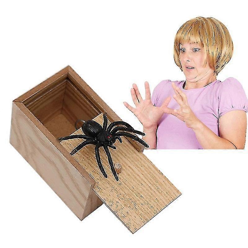 Wooden Prank Trick Practical Joke Home Office Scare Toy Box Gag Spider ...
