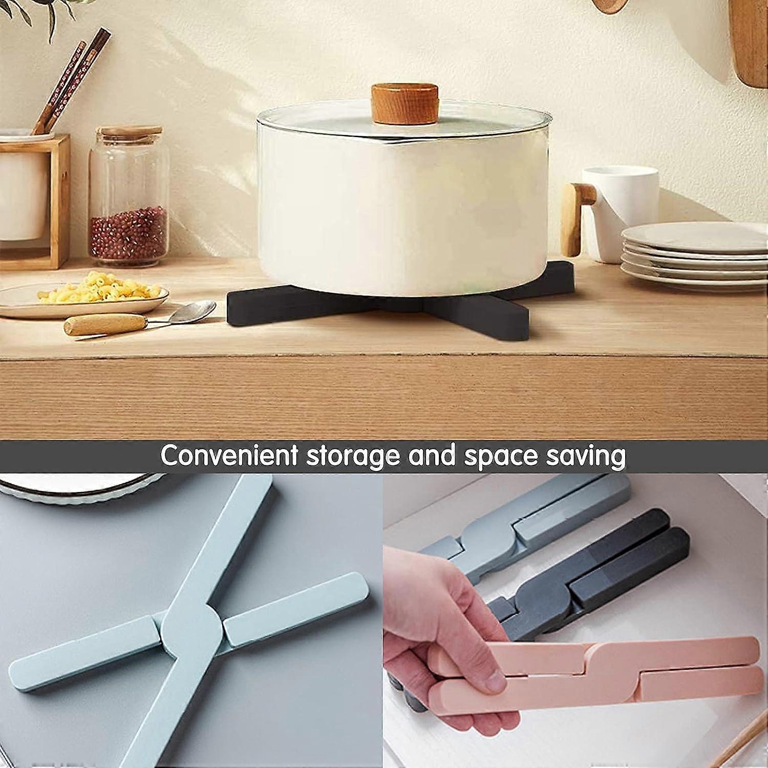 Gray and Blue-3Pcs Trivet Expandable Trivet Folding Non-Slip Multi-Use ...