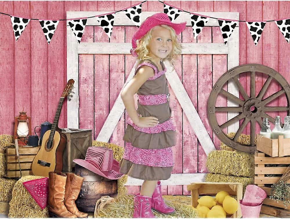 UBIUO 7x5ft Western Cow Photography Backdrop Pink Cowgirl Backdrops for ...