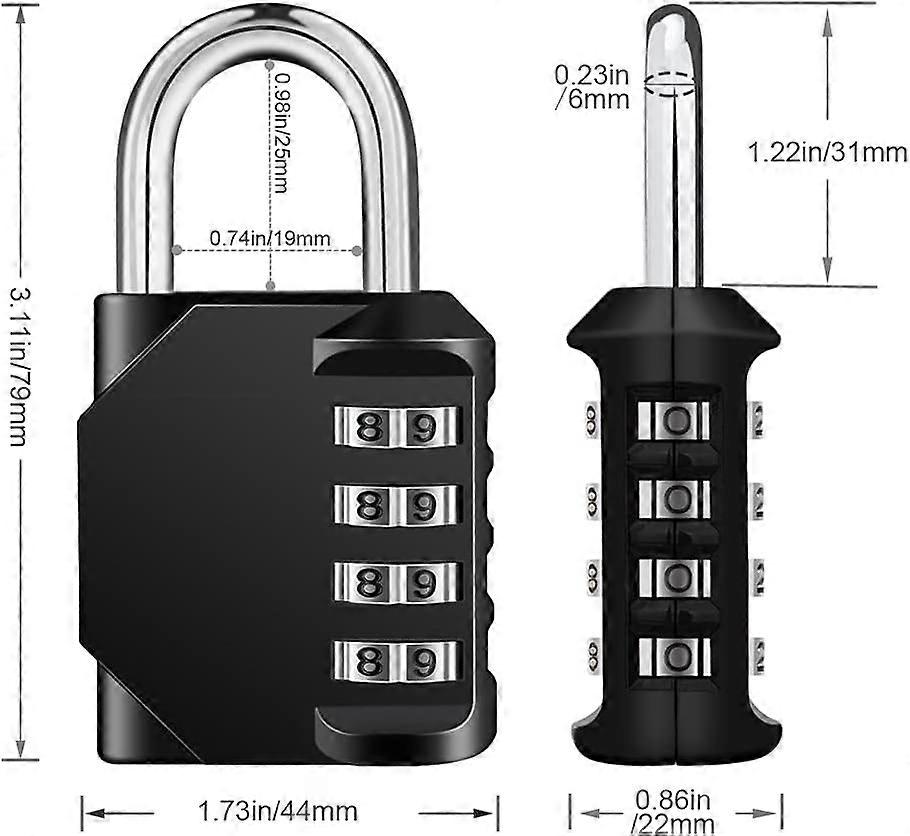 Locker Combination Padlock 4 Digit Combination Padlock for Sports ...