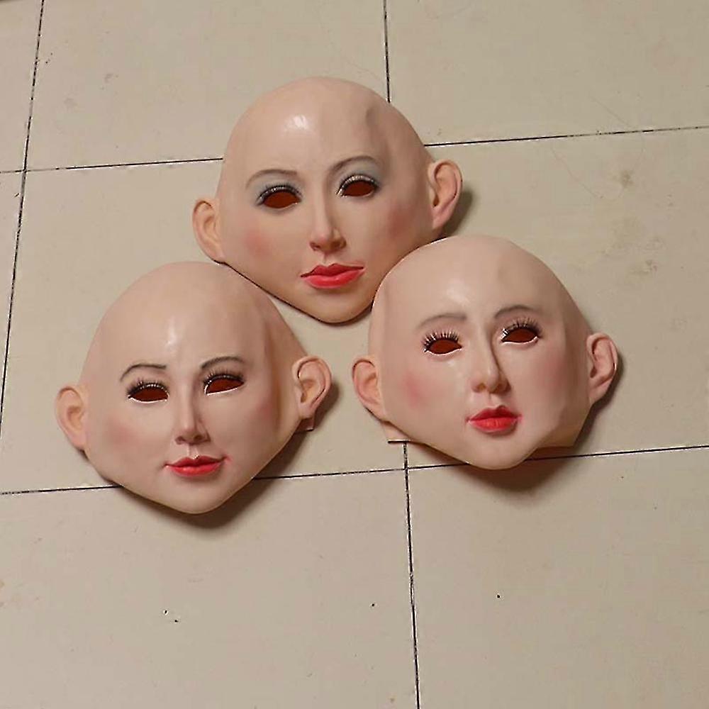 Bald Women Halloween Mask Realistic Female Woman Face For Crossdressing ...