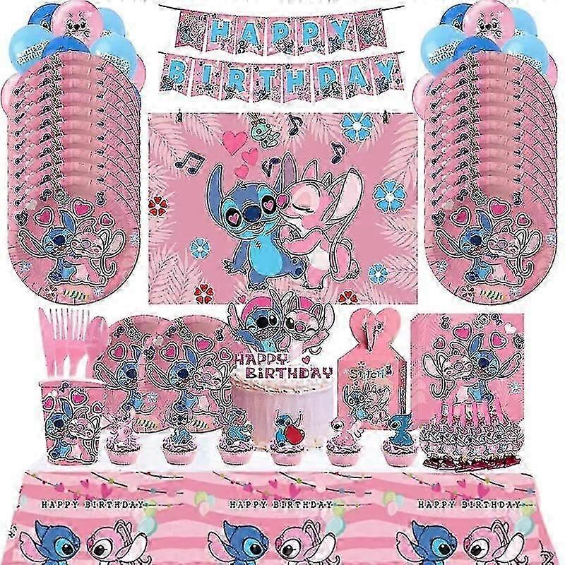 Pink Stitch Birthday Party Decoration Lilo And Stitch Theme Tableware ...