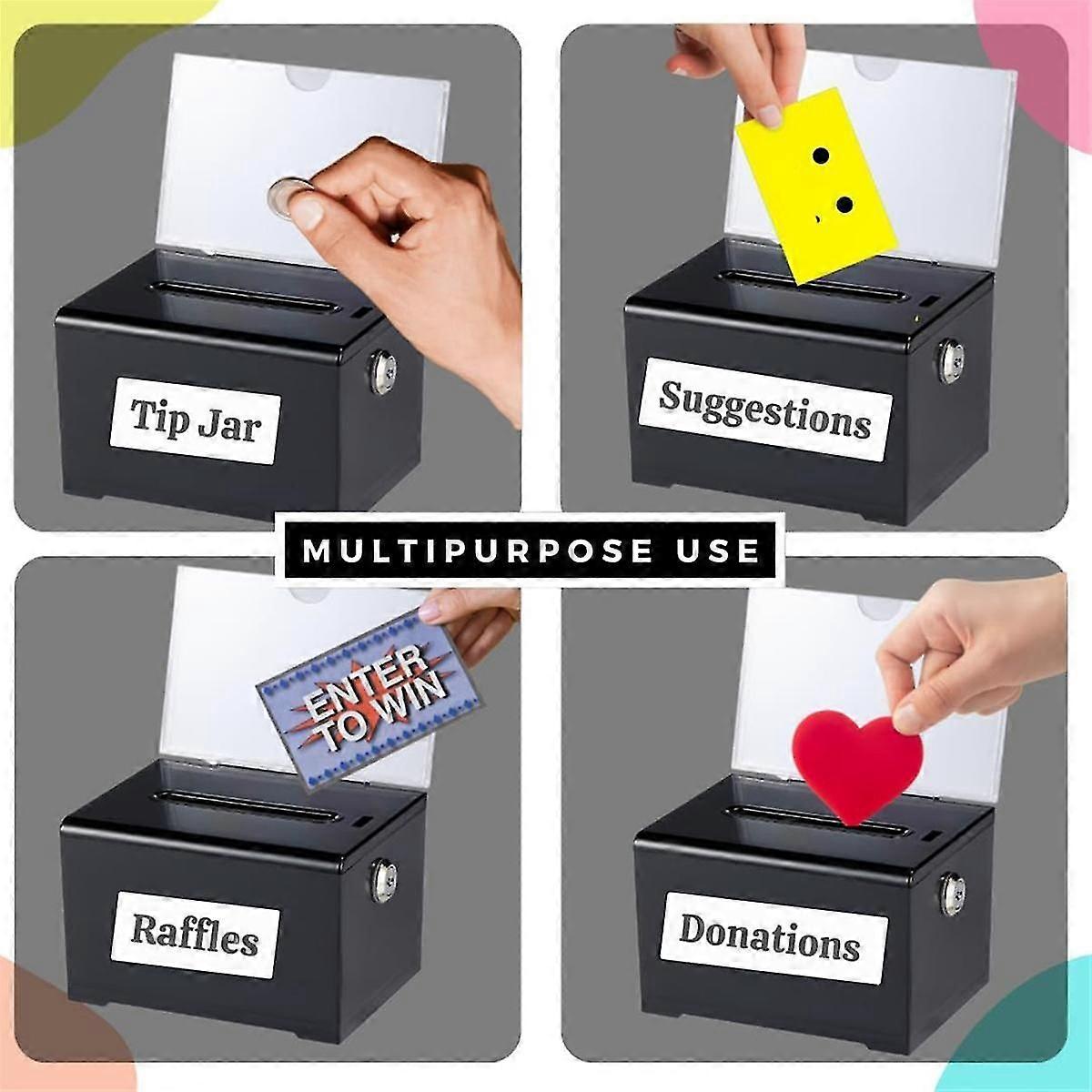 Donation Box with Lock - Acrylic Suggestion Box with Slot, Ballot Lock ...
