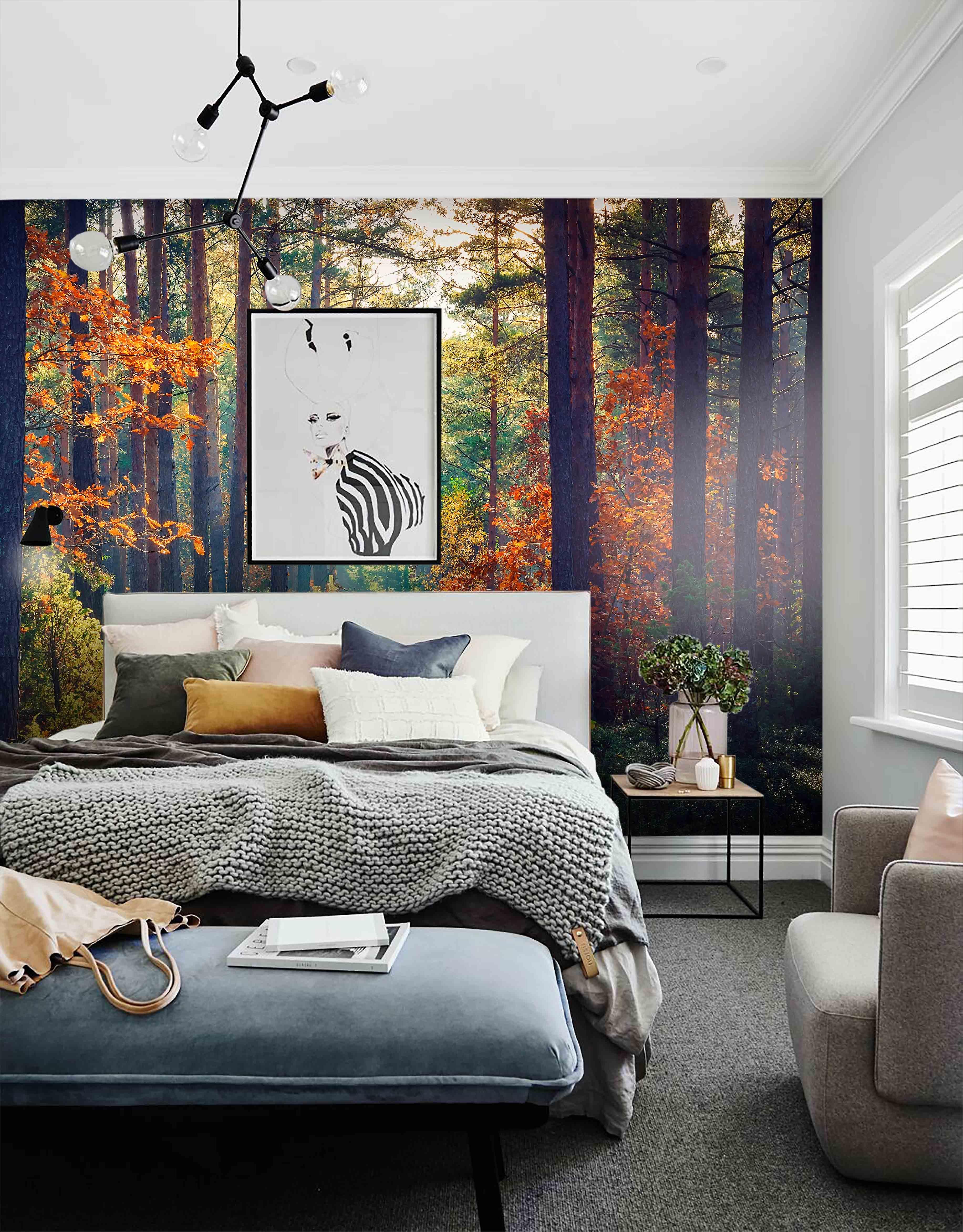 3D Natural Scenery Forest Golden Leaf Sunshine Wall Mural Wallpaper Gd ...